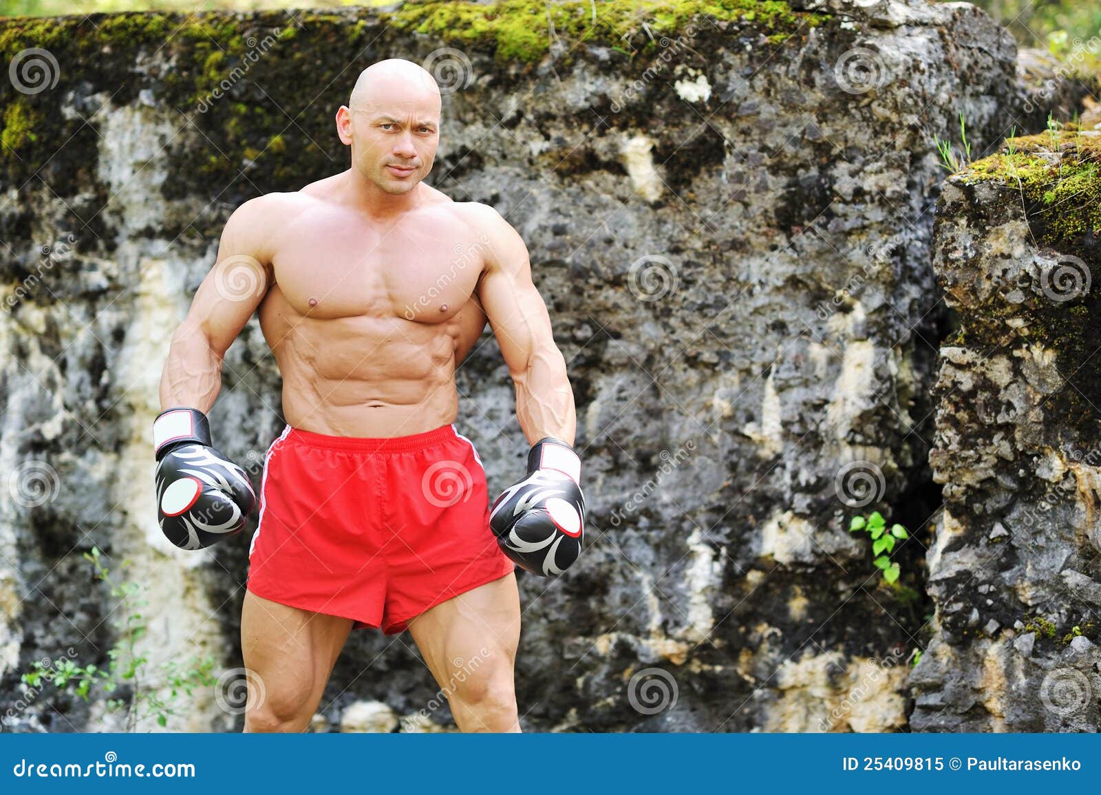 Young Strong Boxer Man Outdoors Stock Image - Image of confident ...
