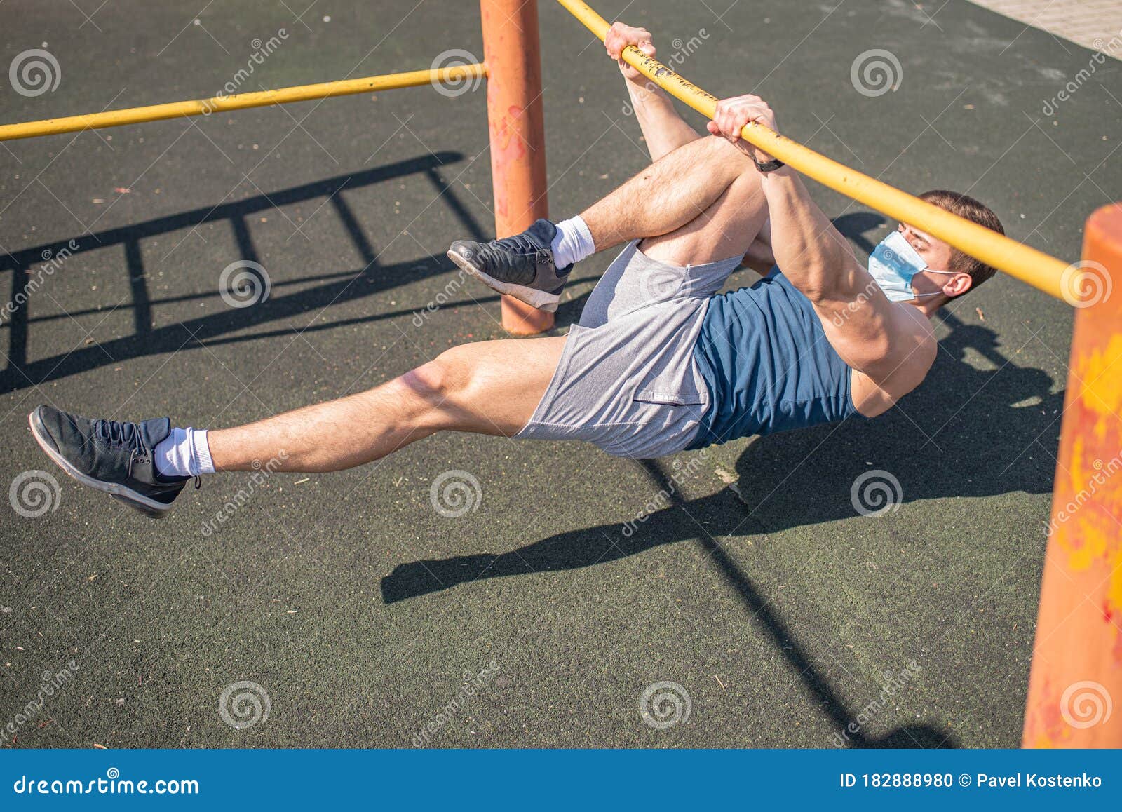 Young Strong Guy Pulls Himself Up Stock Photo - Image of muscle ...