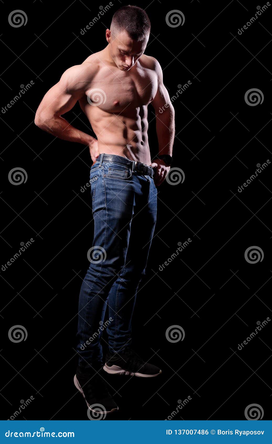 Young strong man isolated stock photo. Image of bodybuilder - 137007486