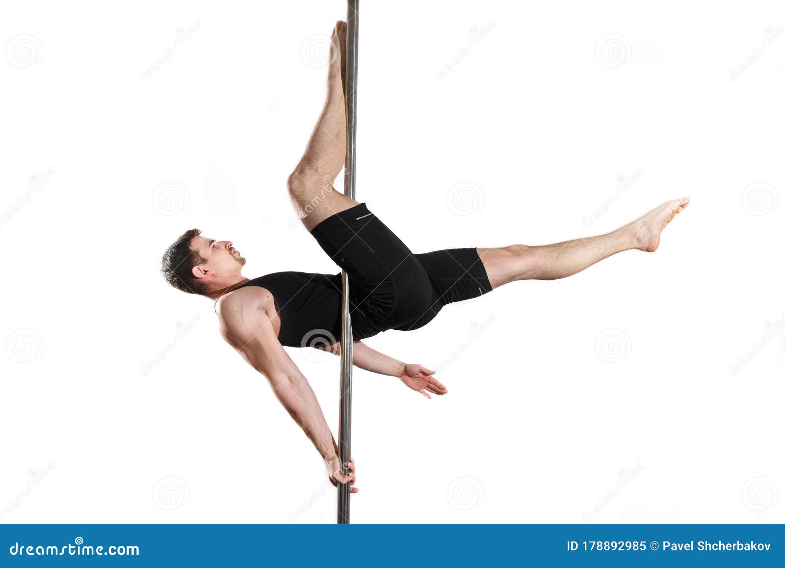 Strong Dancer On Pole Freedom Macho With Metal Skin He Got The Moves Muscular Man With