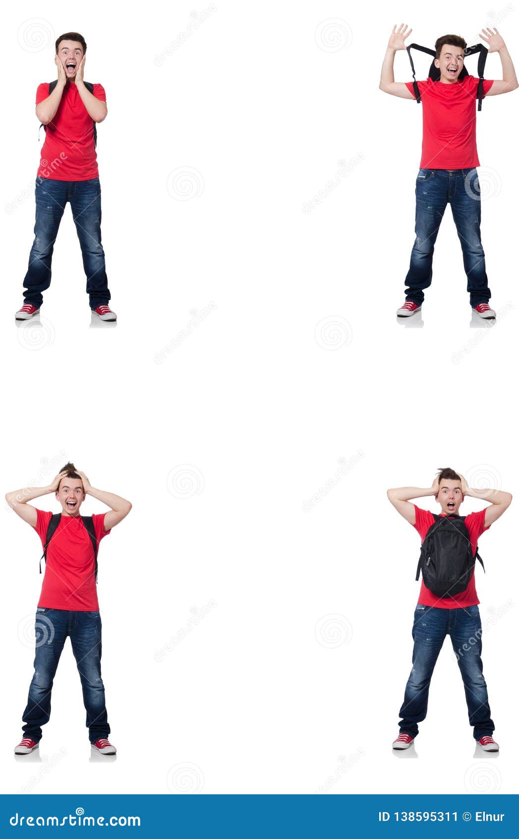 The Young Student with Backpack Isolated on White Stock Image - Image ...