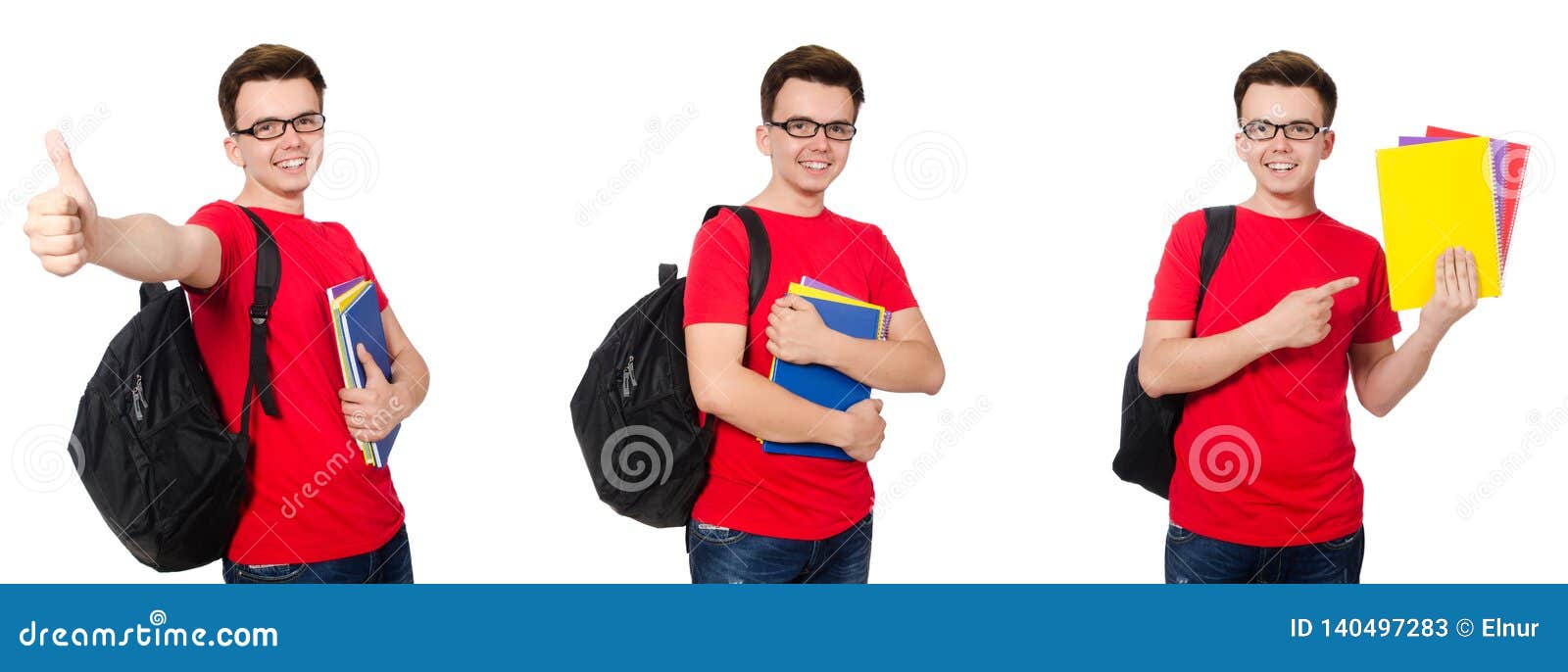 The Young Student with Backpack Isolated on White Stock Image - Image ...