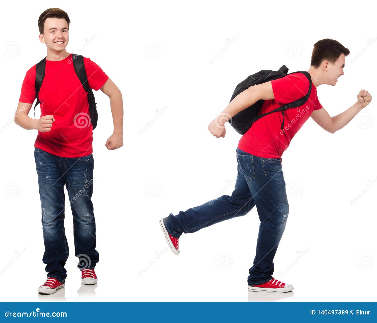 The Young Student with Backpack Isolated on White Stock Image - Image ...