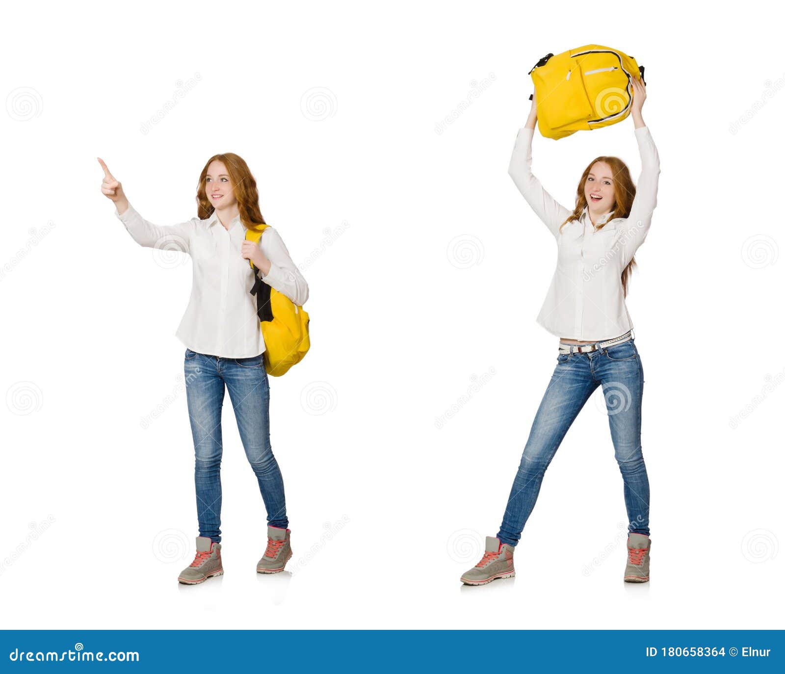 Young Student with Backpack Isolated on White Stock Photo - Image of ...