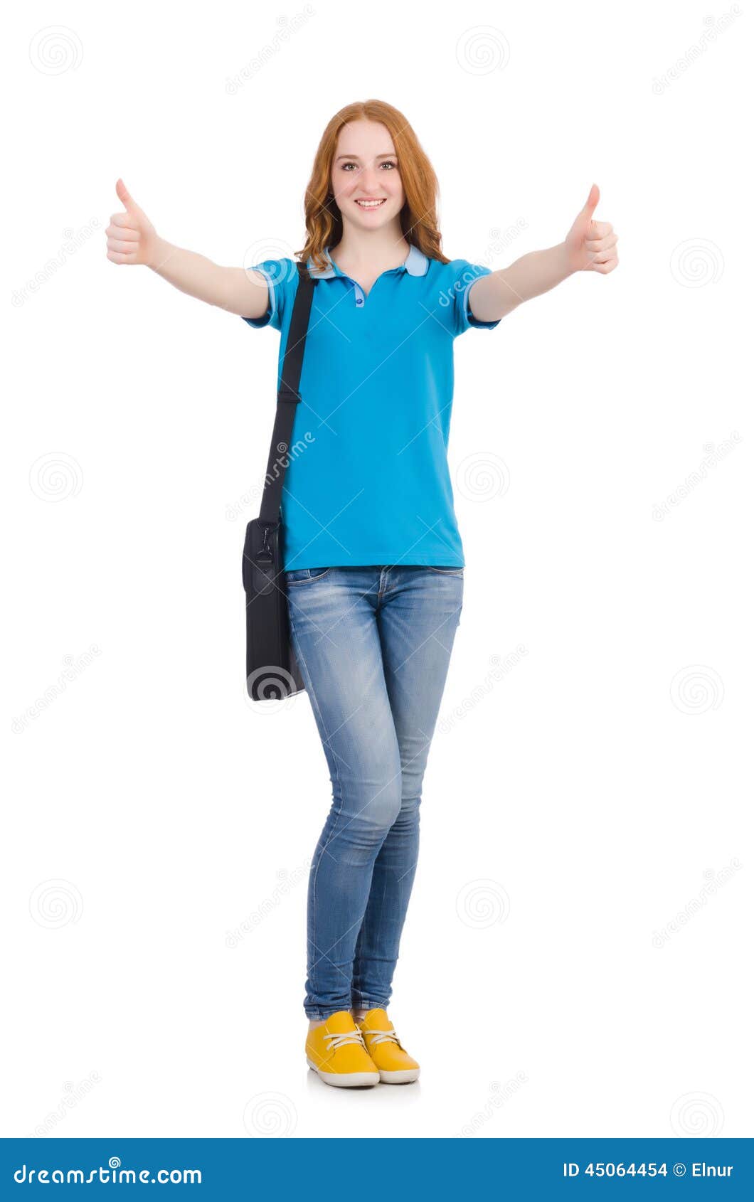 Young Student with Backpack Isolated Stock Photo - Image of hitchhiking ...