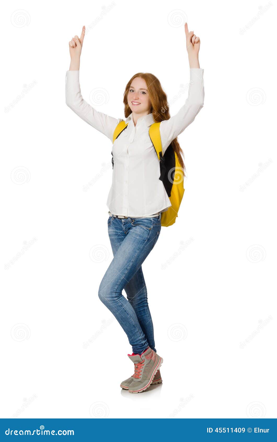 Young Student with Backpack Isolated Stock Image - Image of hiking ...