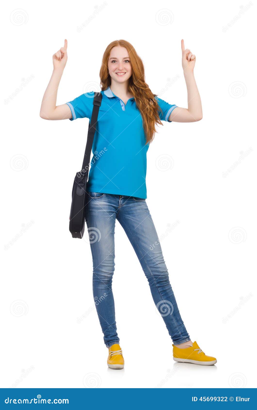 Young Student with Backpack Isolated Stock Photo - Image of adventure ...