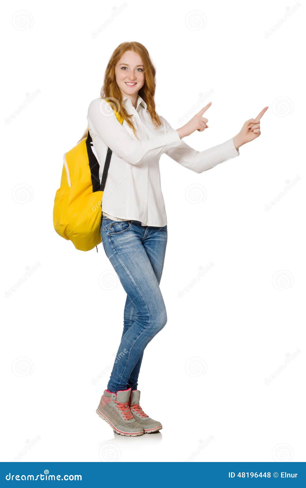 Young Student with Backpack Isolated Stock Photo - Image of back ...