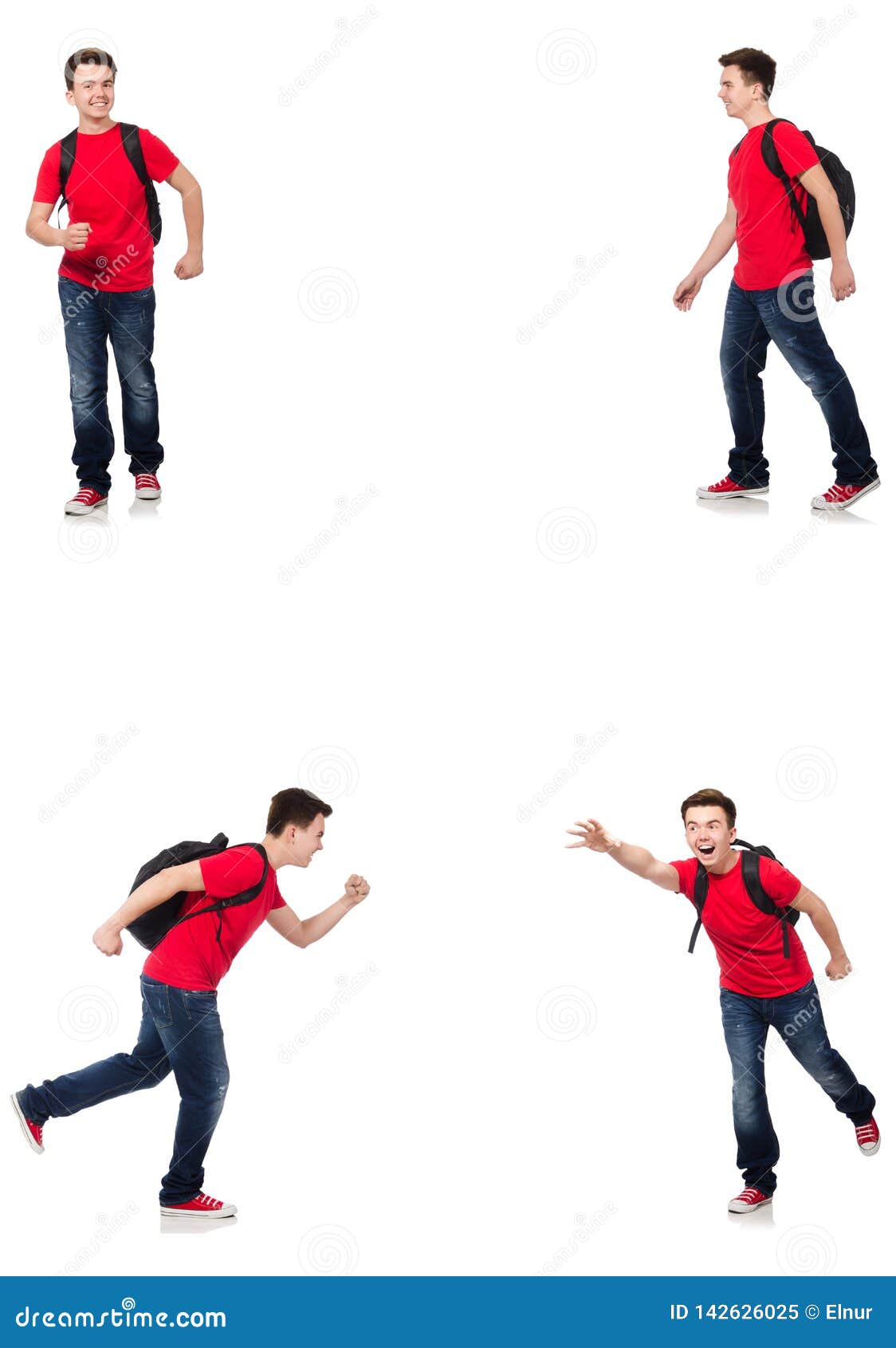 The Young Student with Backpack Isolated on White Stock Image - Image ...