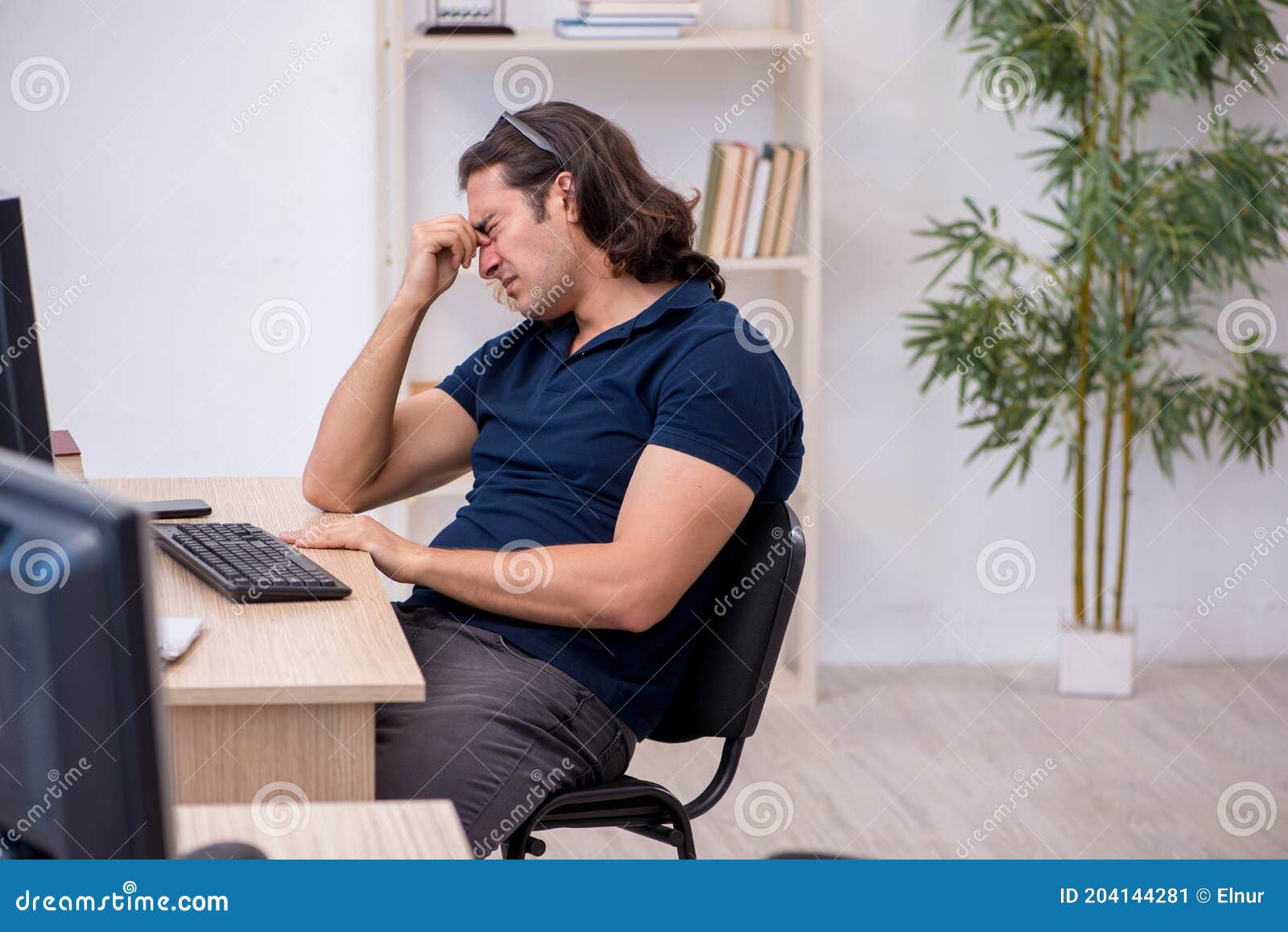 Young Male Student Being Tired during Exam Preparation Stock Image ...