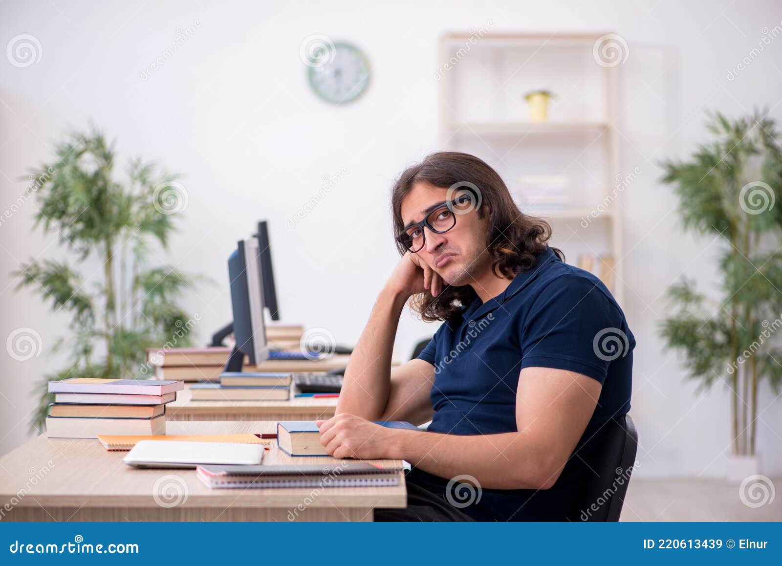 Young Male Student Being Tired during Exam Preparation Stock Image ...