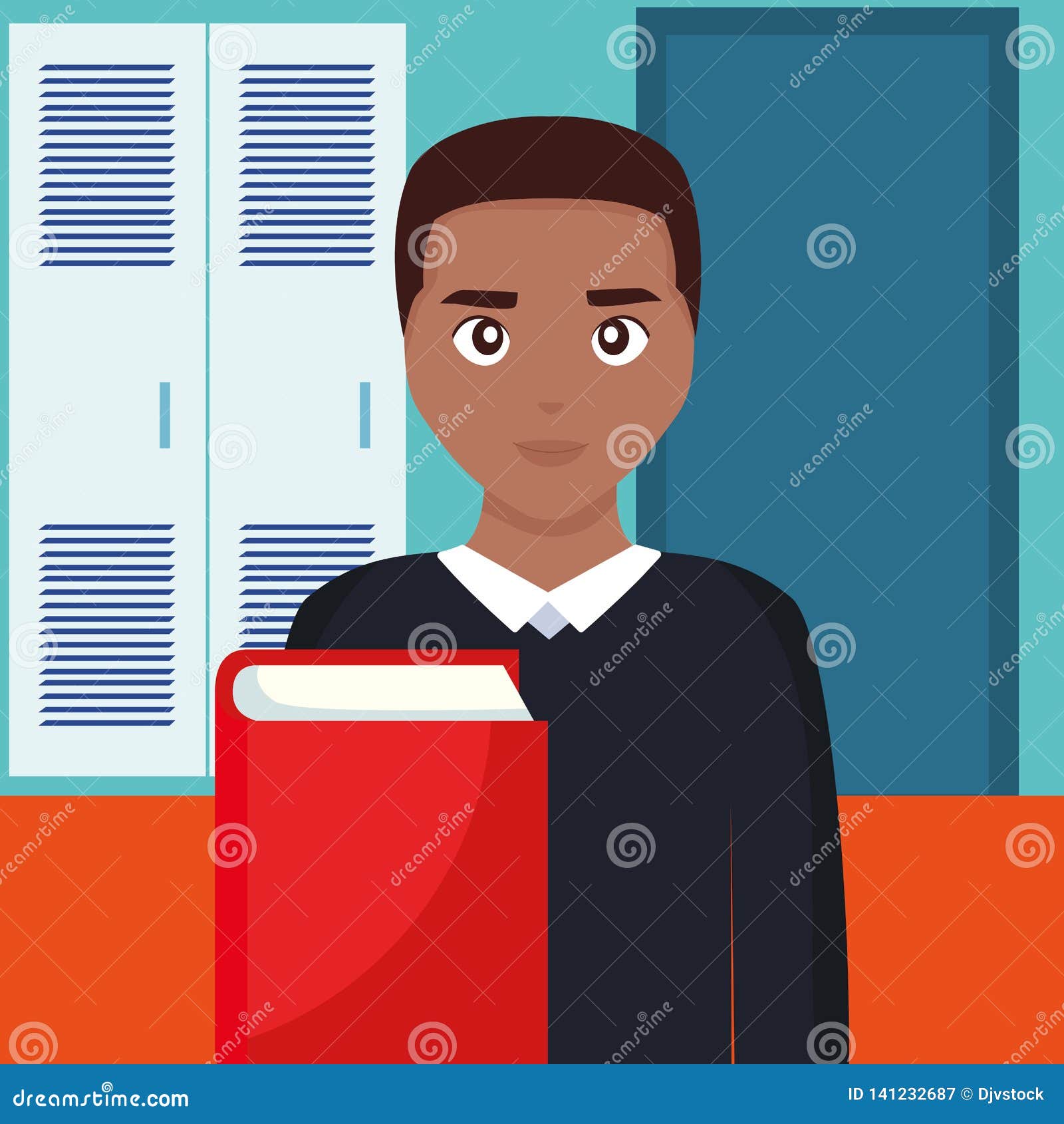 Young Student Black Man with Book Stock Vector - Illustration of ...