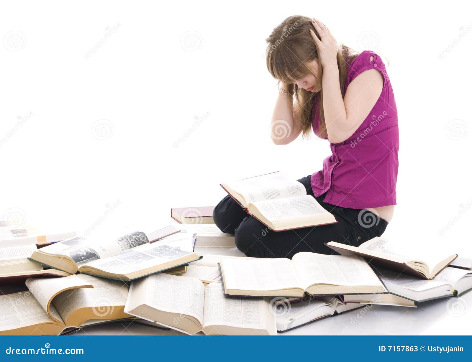The Young Student with the Books Stock Image - Image of studying ...