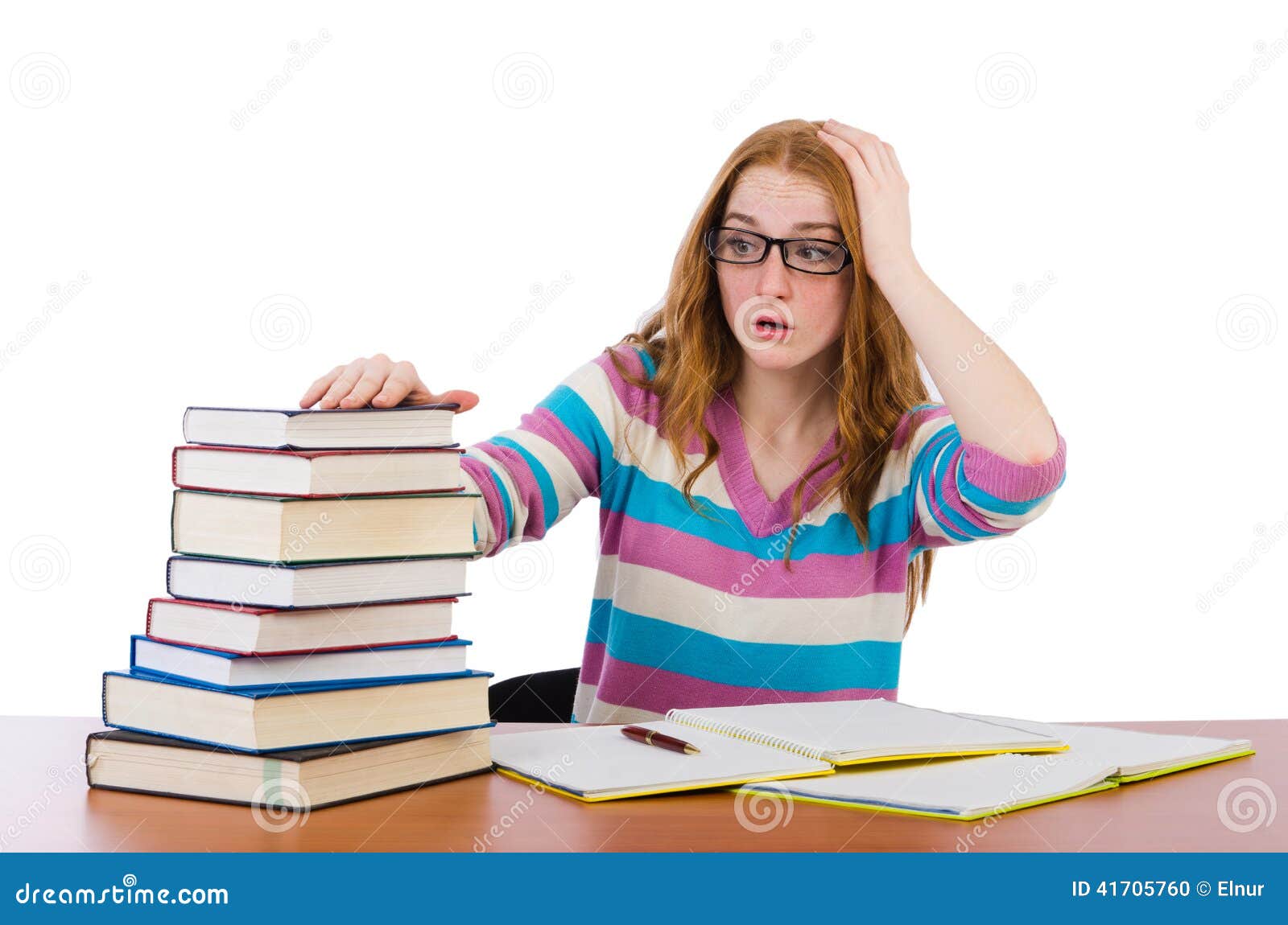 Young Student with Books Isolated Stock Photo - Image of portrait ...