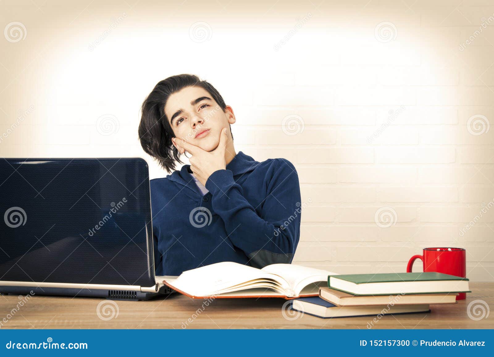 Young Student with Computer and Books Stock Photo - Image of person ...