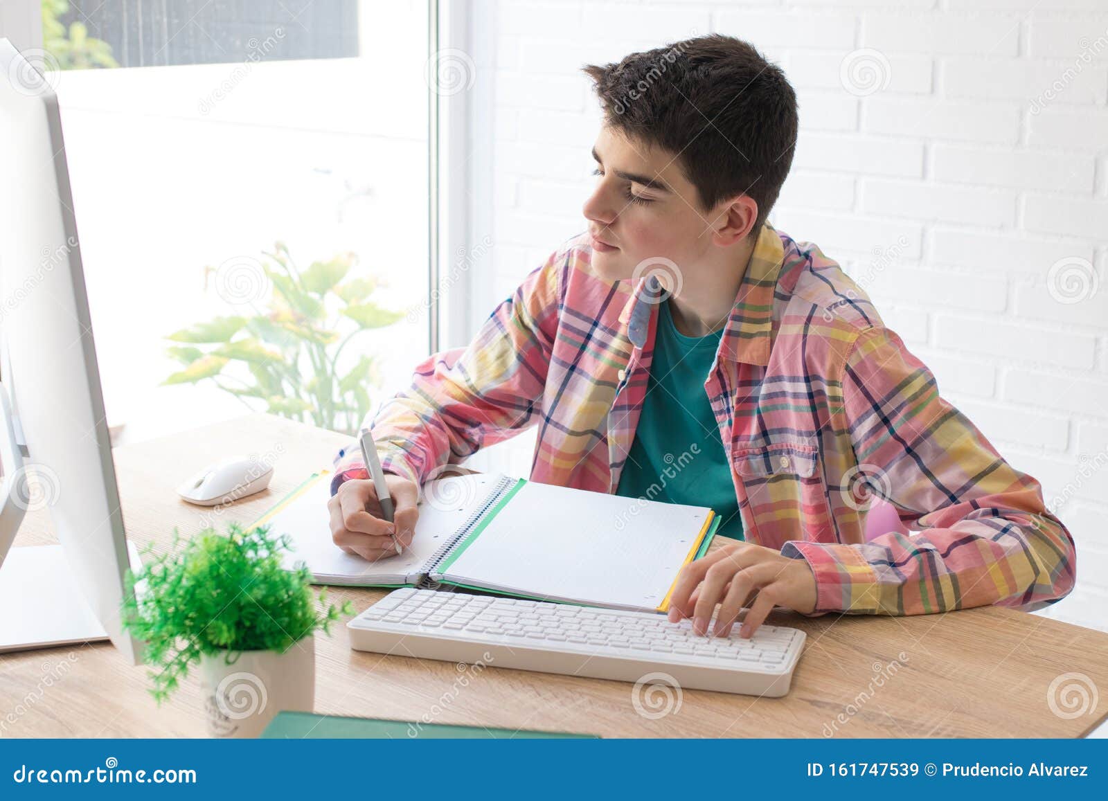 Student with Computer on Home Desk Stock Image - Image of lifestyle ...
