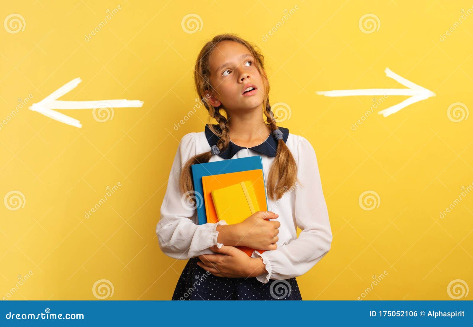 Young Student is Confused about the Right Arrow To Select. Yellow ...