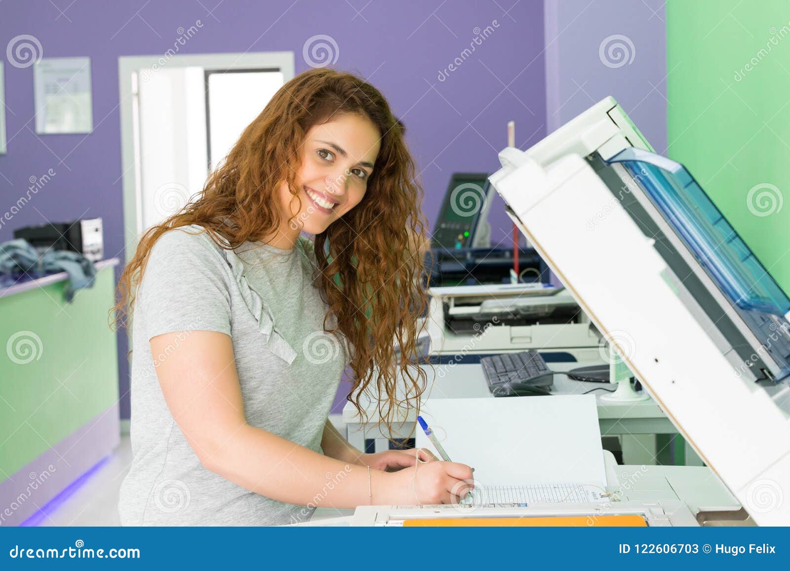 Young Student at a Copy Center Stock Image - Image of company, industry ...