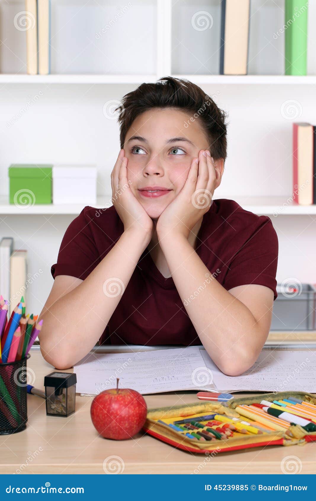 Relaxing In School Yard. Student Adorable Child In Formal Uniform ...