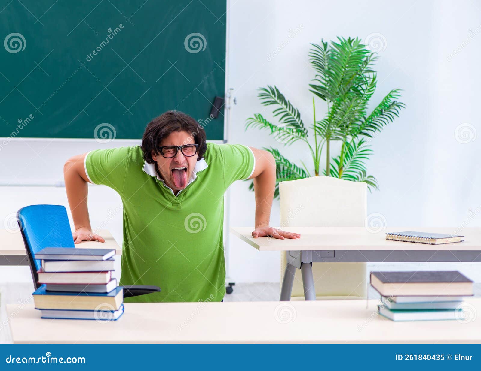 Young Student Doing Physical Exercises in the Classroom Stock Image ...