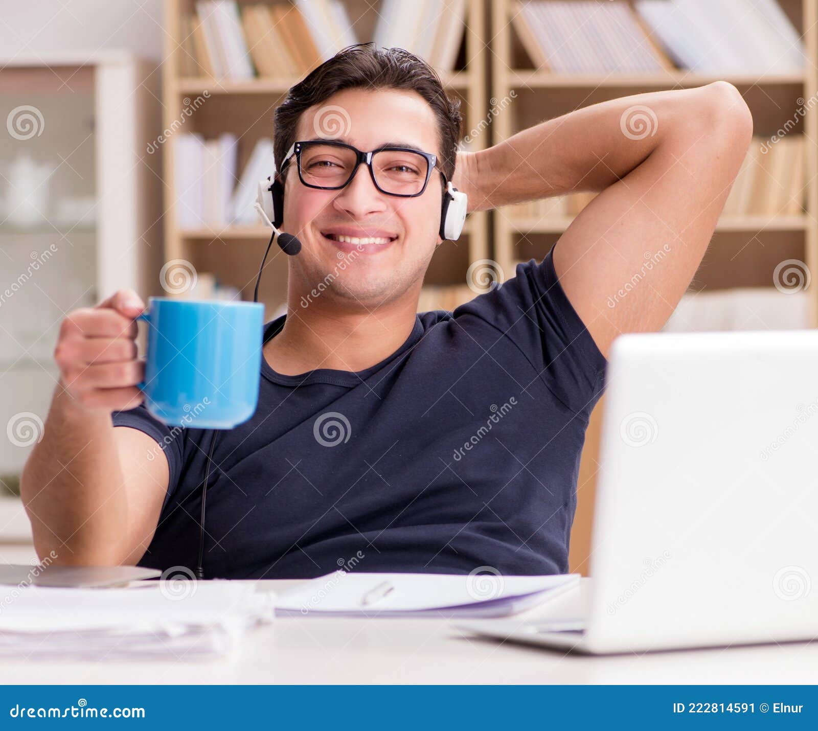 Young Student Drinking Coffee from Cup Stock Image - Image of office ...