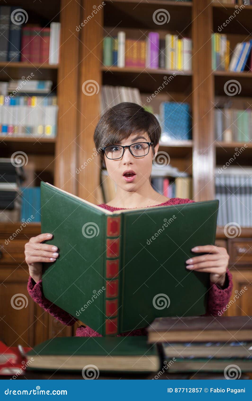 Young Student Find Solution on a Book Stock Image - Image of bookcase ...