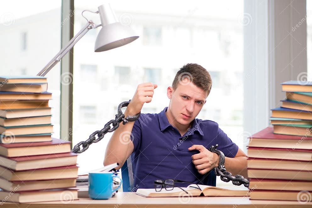 The Young Student Forced To Study Tied Stock Photo - Image of handcuffs ...