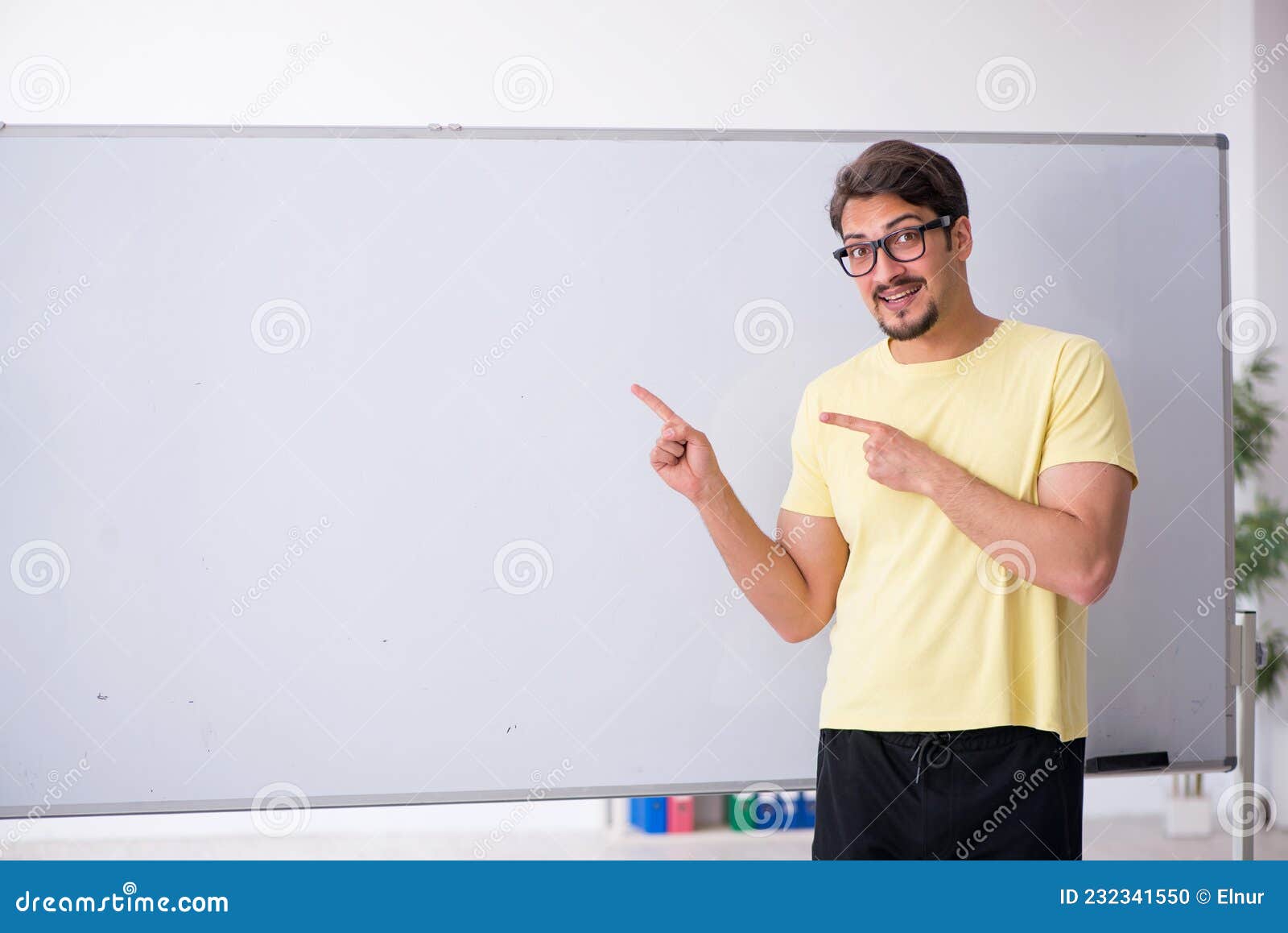 Young Male Student in Front of Whiteboard Stock Photo - Image of learn ...