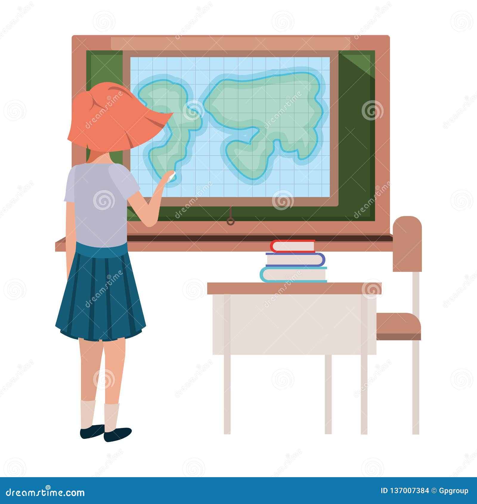 Young Student in Geography Classroom Stock Vector - Illustration of ...