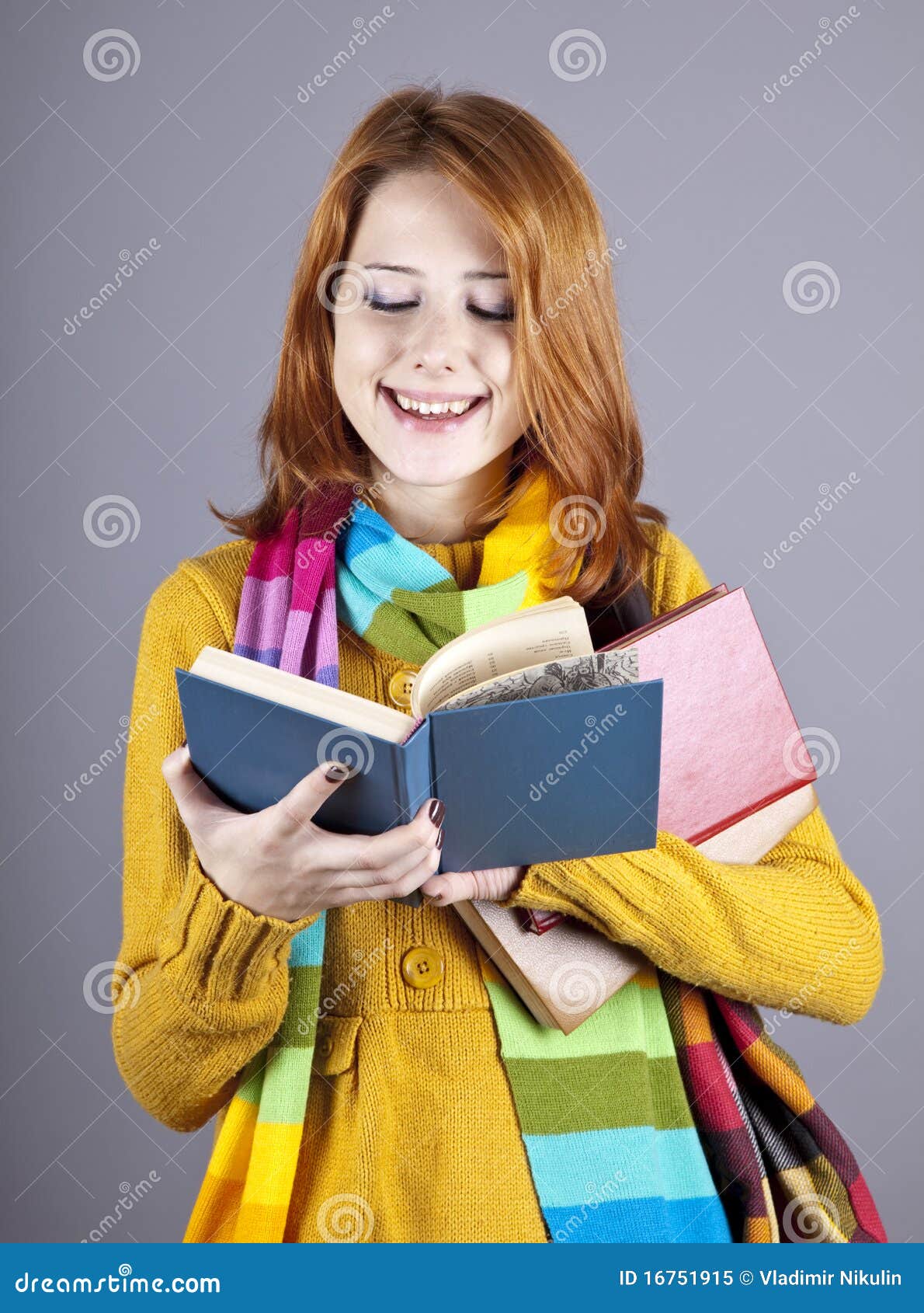 Young Student Girl with Books Stock Image - Image of caucasian, colour ...