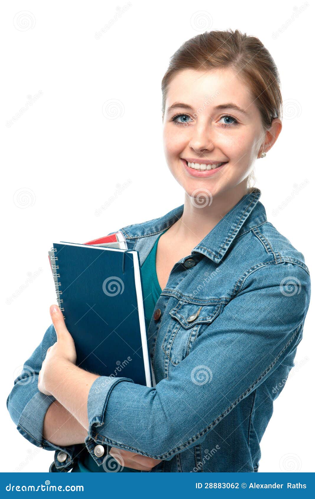 Young Student Girl with Exercise Books Stock Photo - Image of folder ...