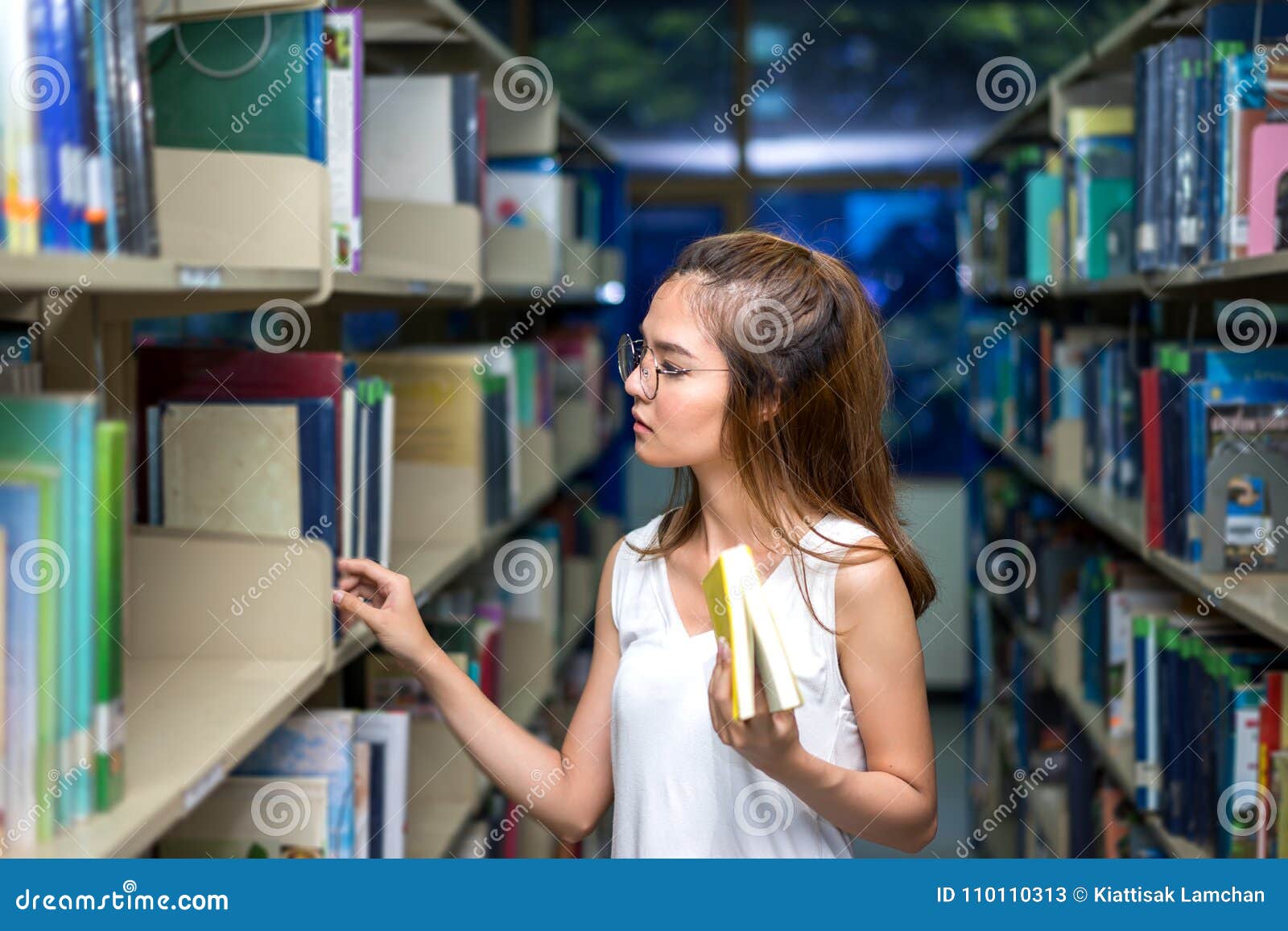 Young Student Girl Finding Book in Classroom Stock Image - Image of ...