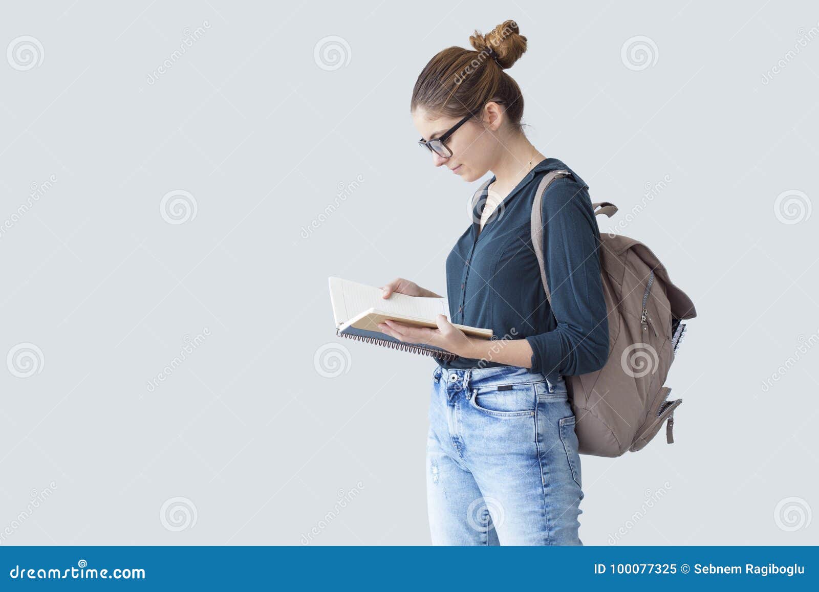 Student girl with notebook stock image. Image of student - 100077325