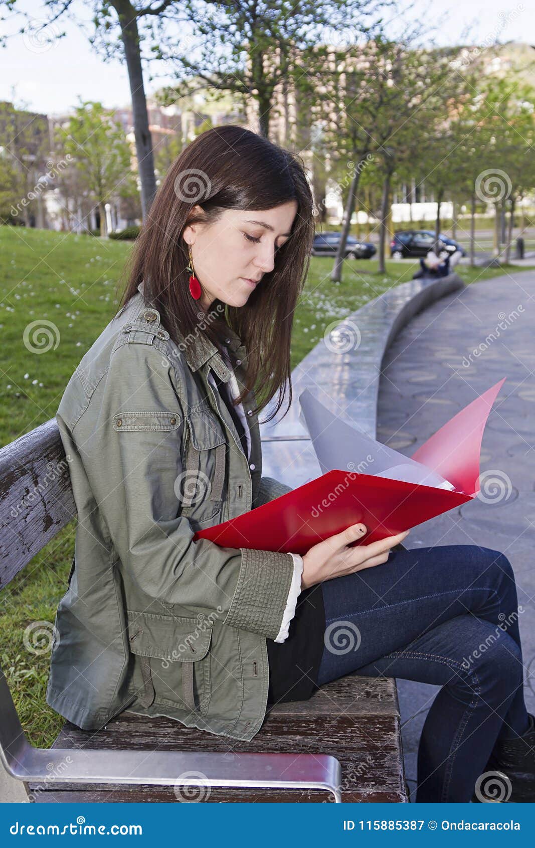 A girl with a folder stock image. Image of customer - 115885387