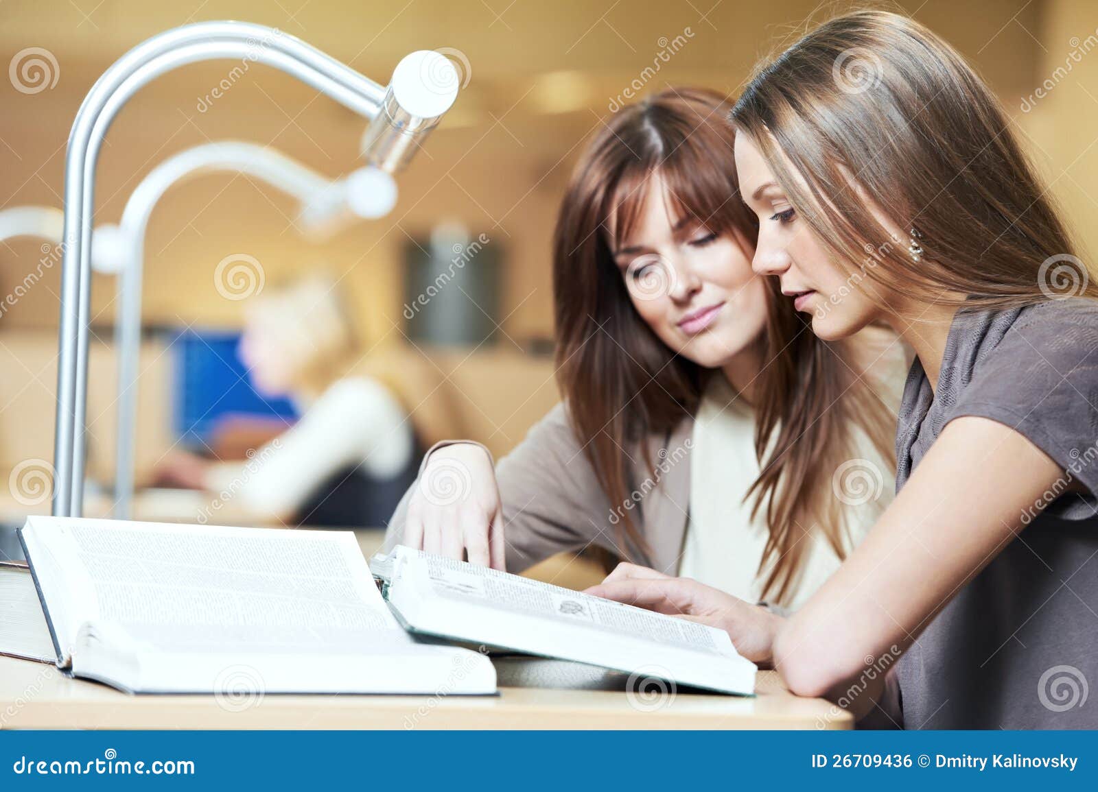 Young Student Girl Study with Books in Library Stock Photo - Image of ...