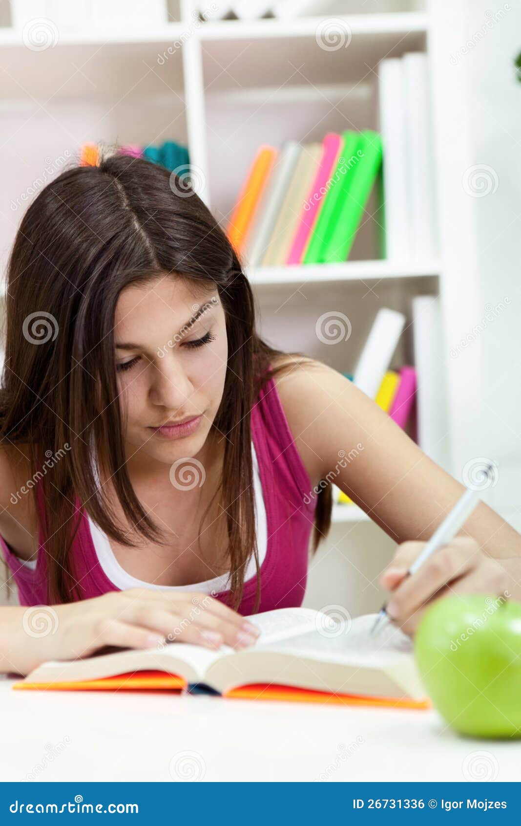 Young student girl writing stock photo. Image of academic - 26731336