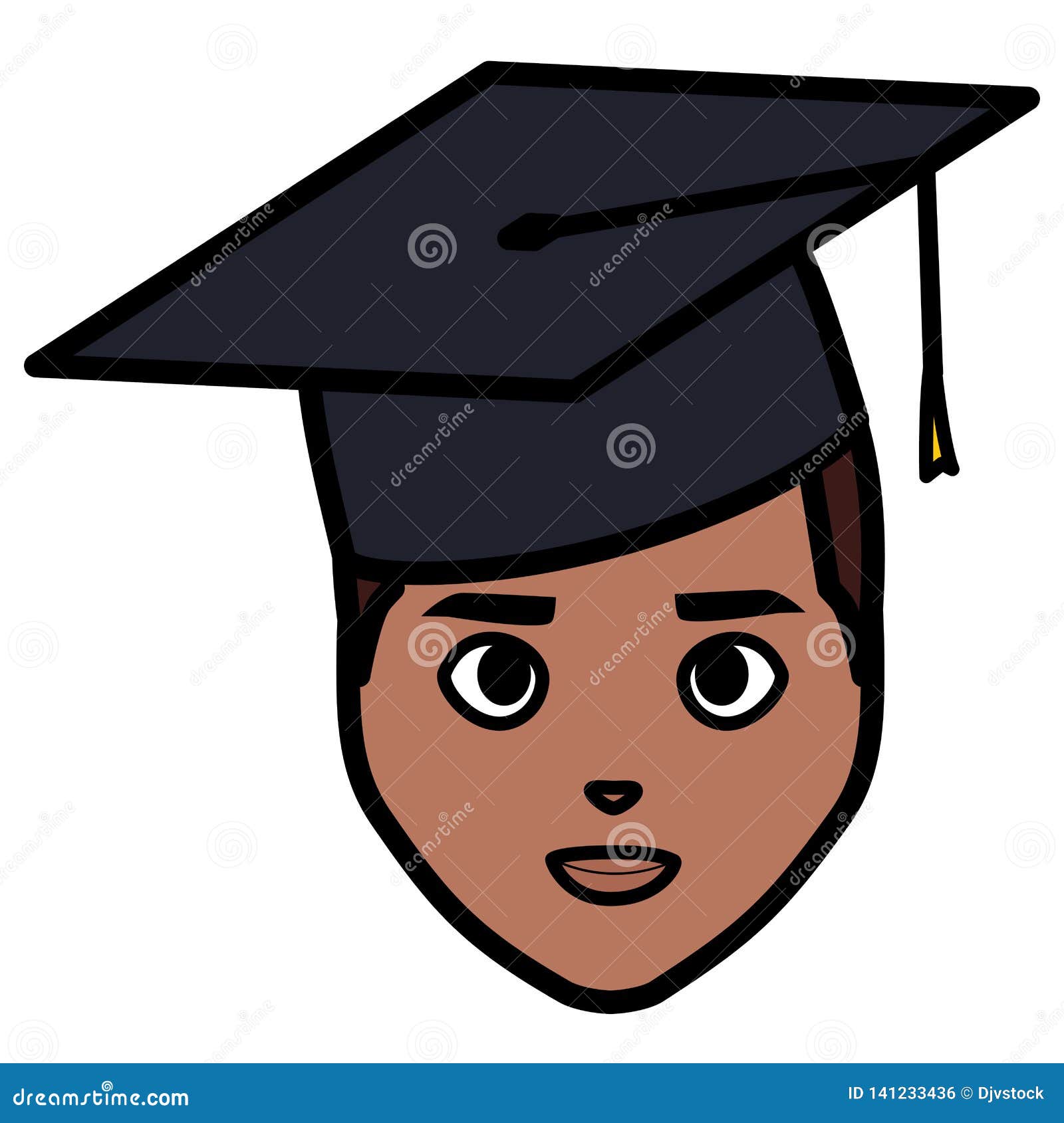 Young Student Graduated Black Head Character Stock Vector ...