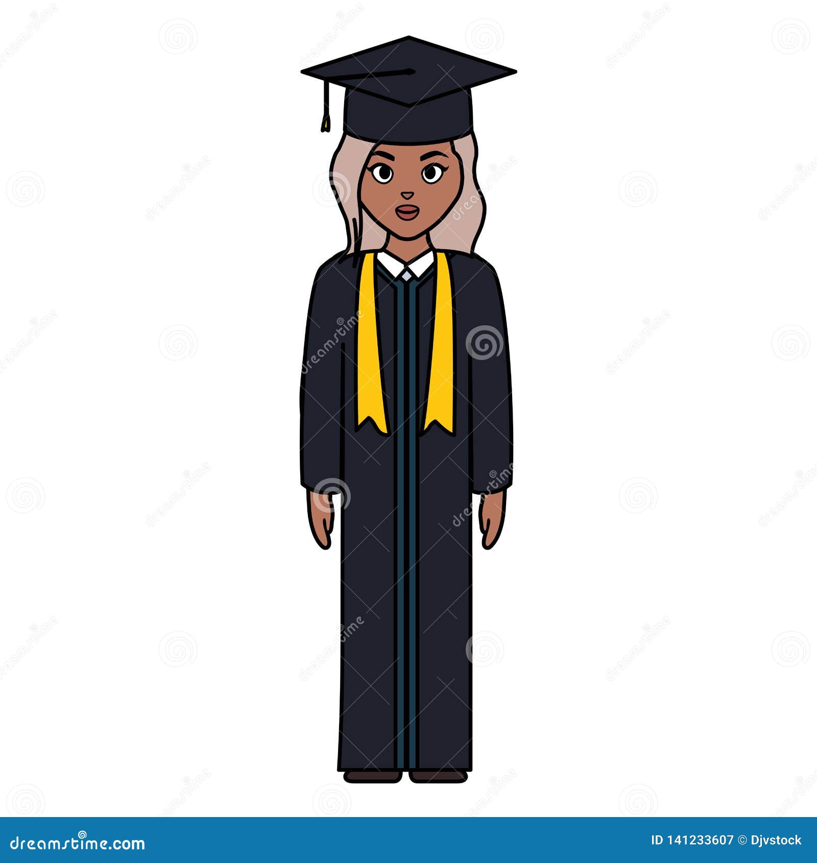 Young Student Graduated Girl Black Character Stock Vector ...