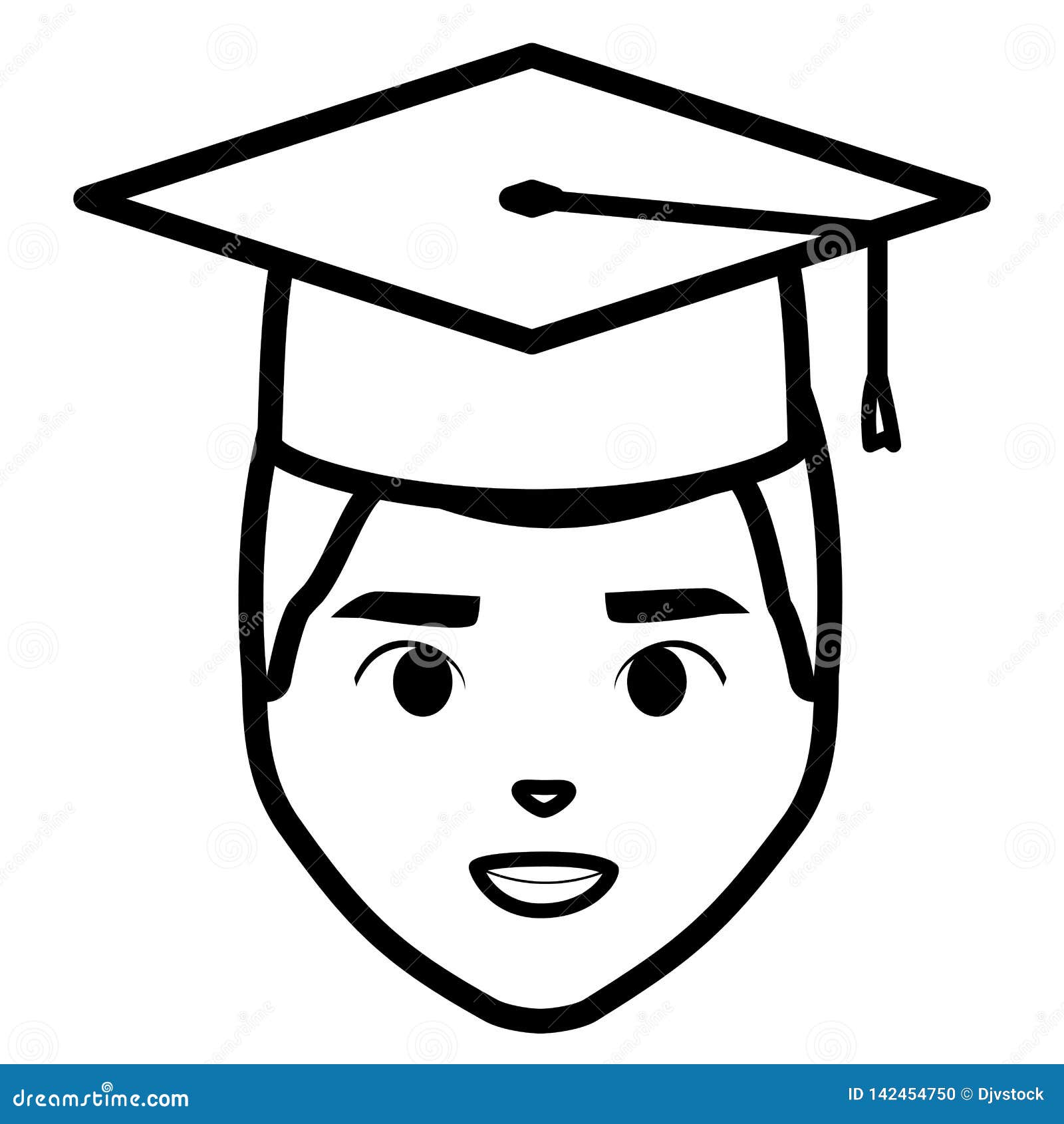 Young Student Graduated Head Character Stock Vector - Illustration of ...
