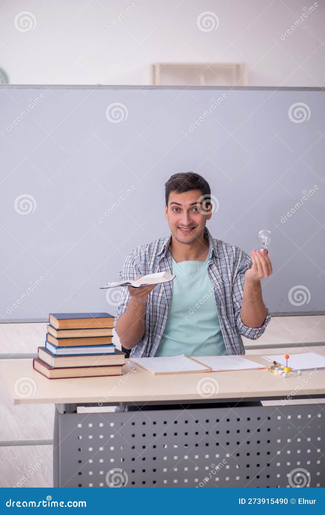 Young Male Student in Happy Idea Concept Stock Photo - Image of ...