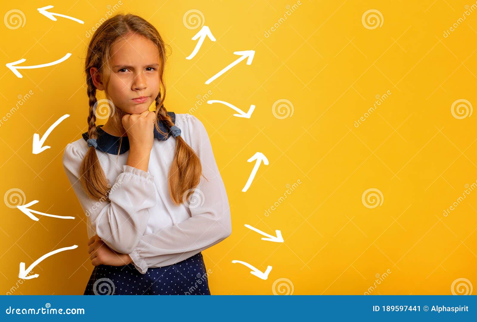 Young Student Has Some Doubt about Something. Yellow Background Stock ...