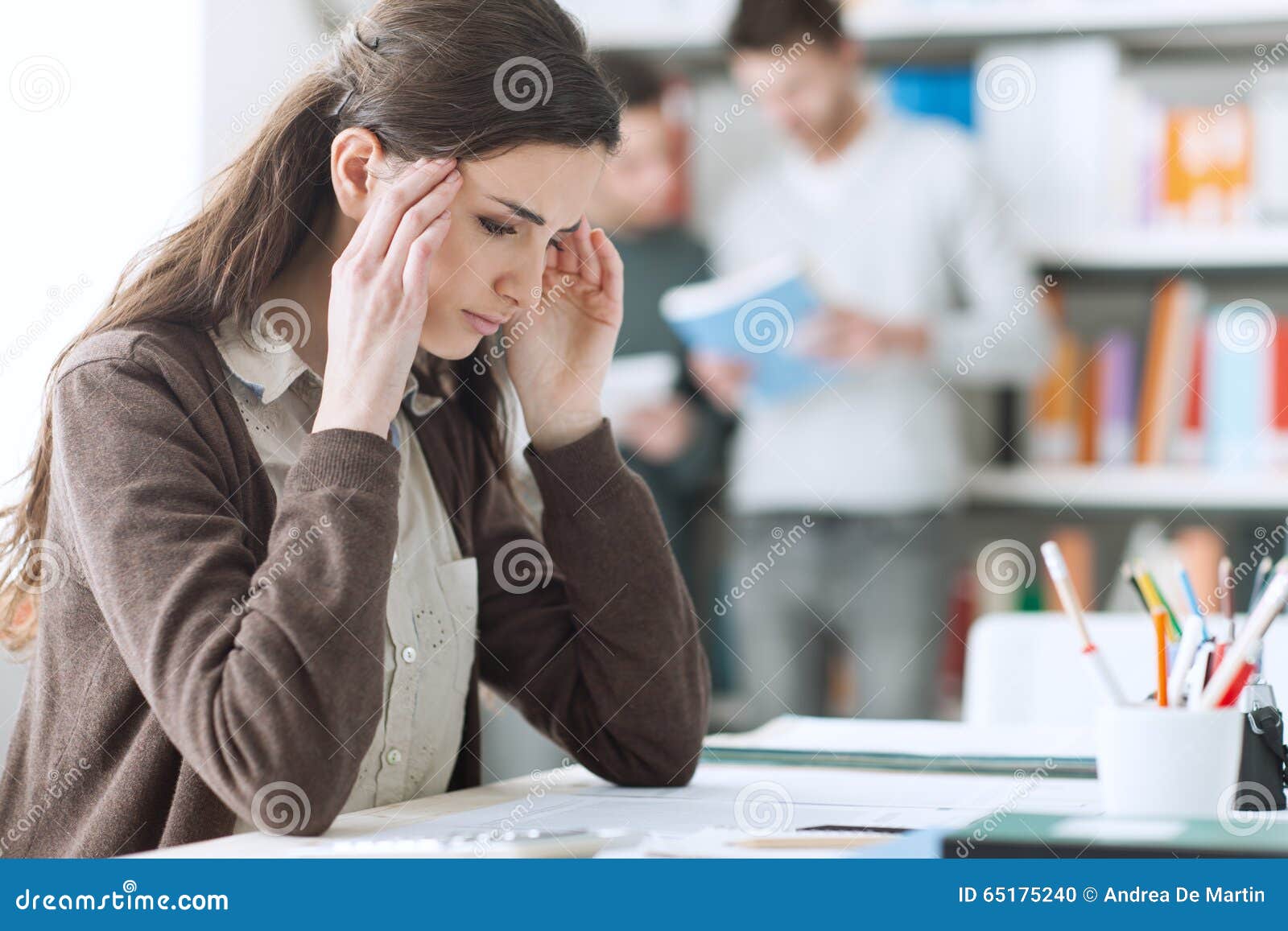 Young Student with Headache Stock Photo - Image of adolescent, college ...