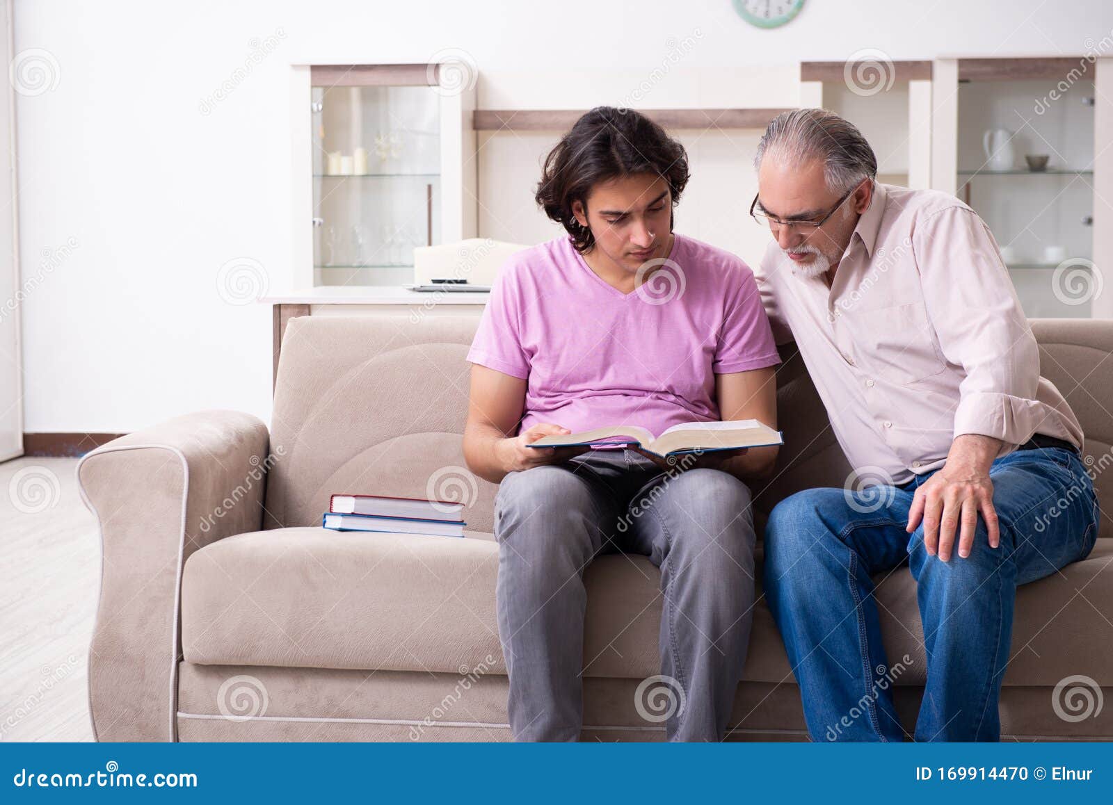 Young Student and His Father Stock Photo - Image of helping, homework ...