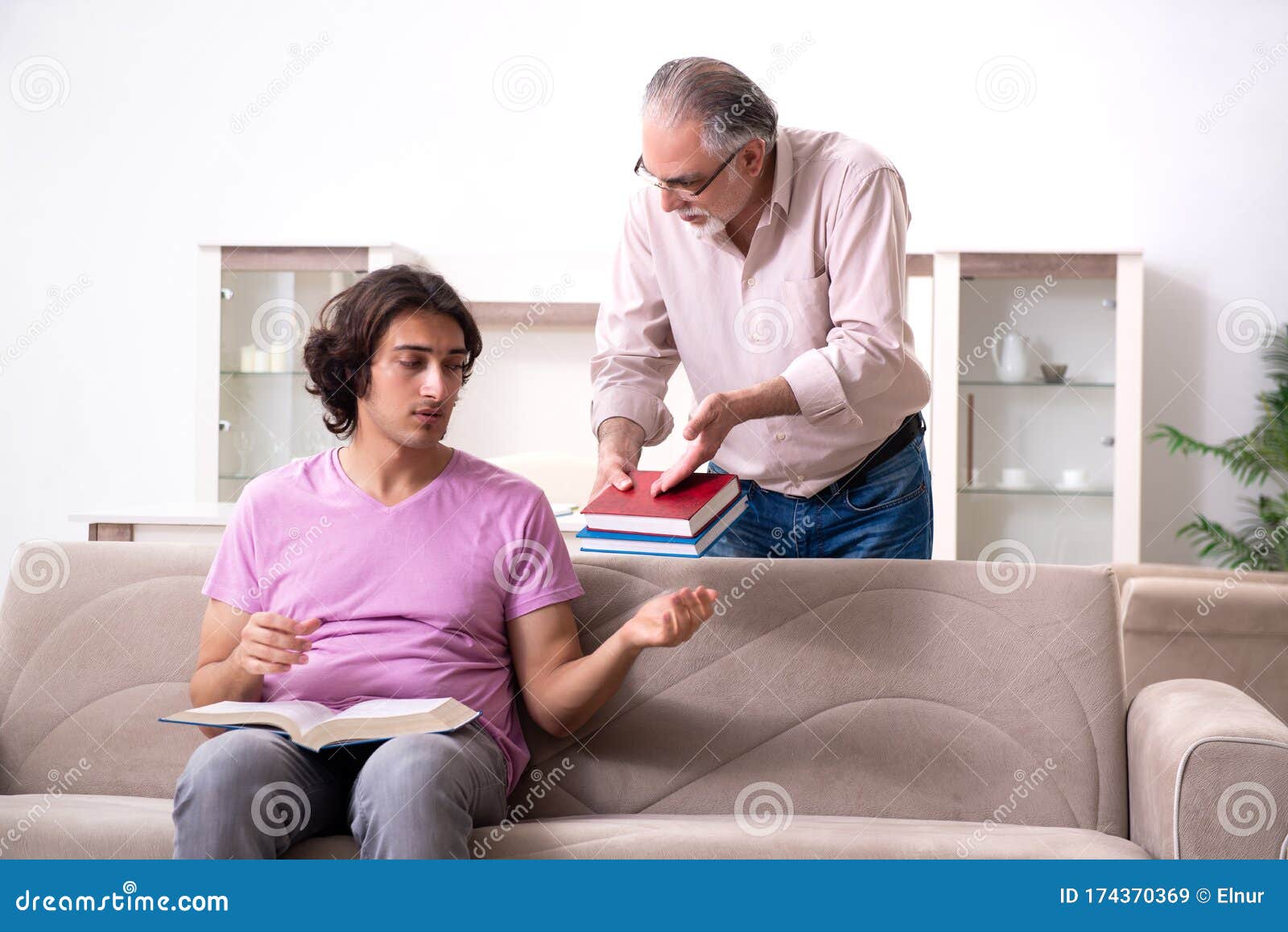 Young Student and His Father Stock Image - Image of back, house: 174370369