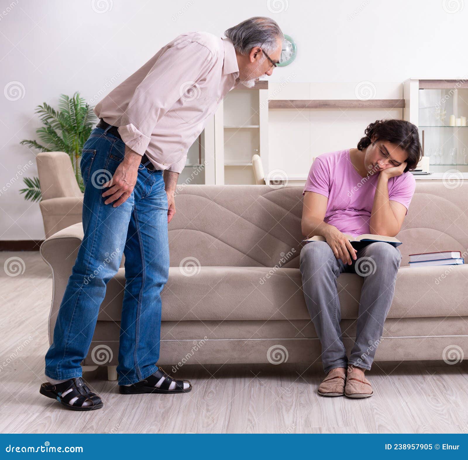 Young Student and His Father Stock Image - Image of back, education ...