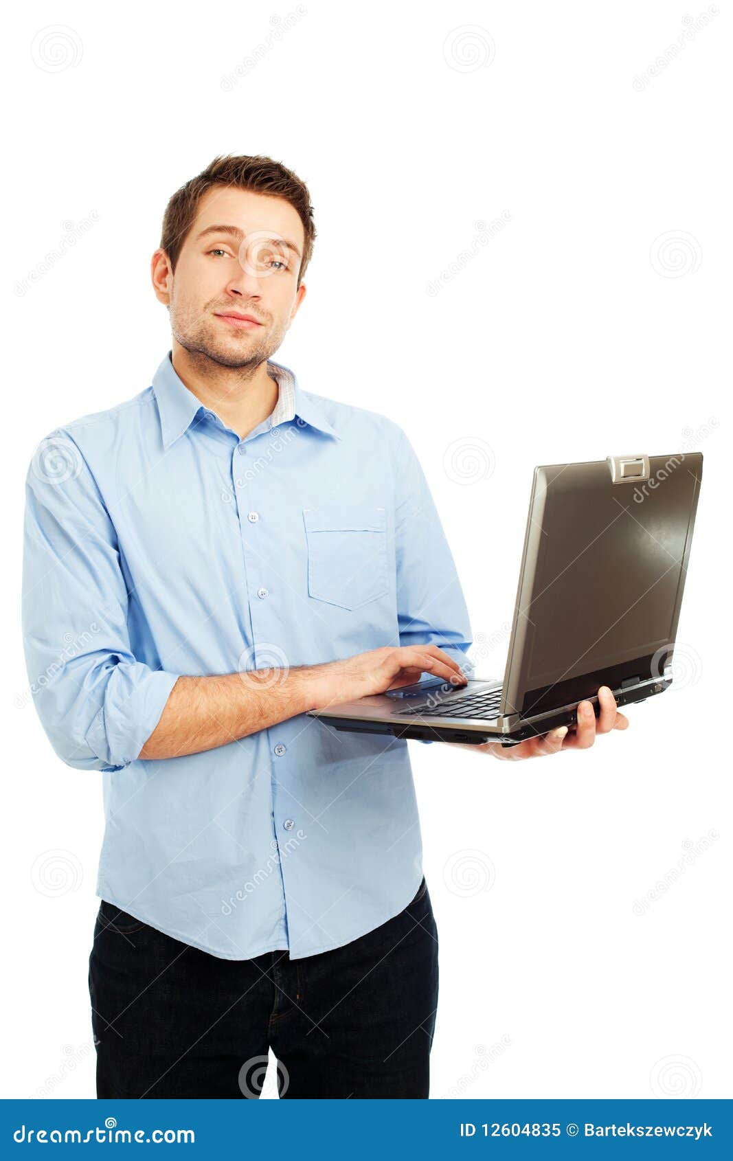 Young Student Holding Laptop Stock Image - Image of caucasian, positive ...