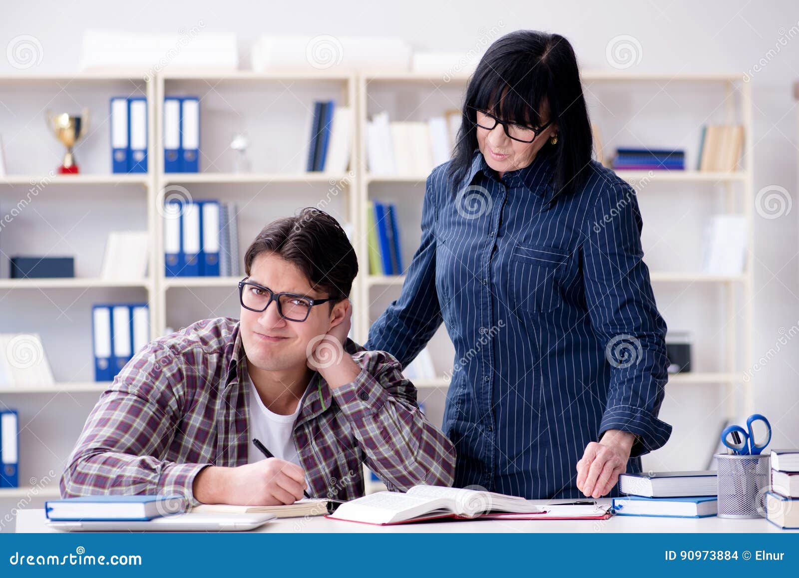 The Young Student during Individual Tutoring Lesson Stock Photo - Image ...