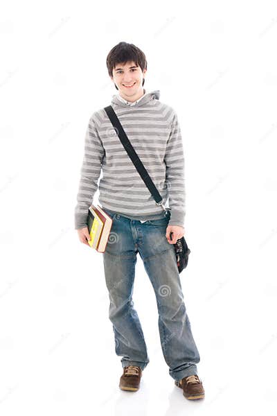 The Young Student Isolated on a White Stock Image - Image of boys ...
