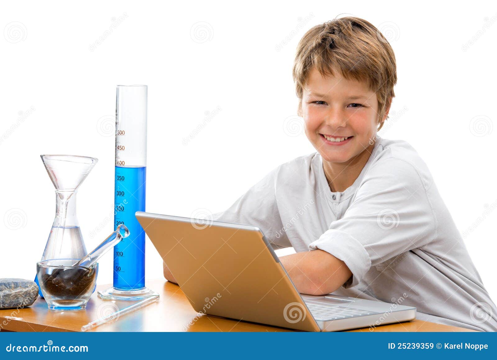 Young Student with Laboratory Equipment. Stock Image - Image of ...