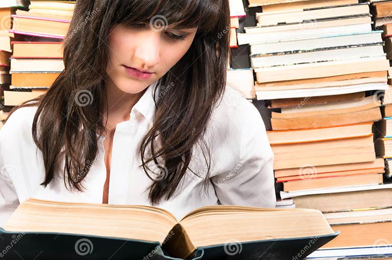 Young Student Learning from a Book Stock Image - Image of close ...